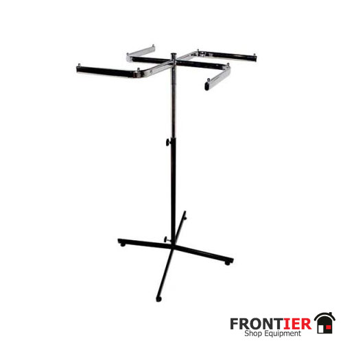 4 Way Swastika Garment Rail - Chrome - FR-R27 - Frontier Shop Equipment